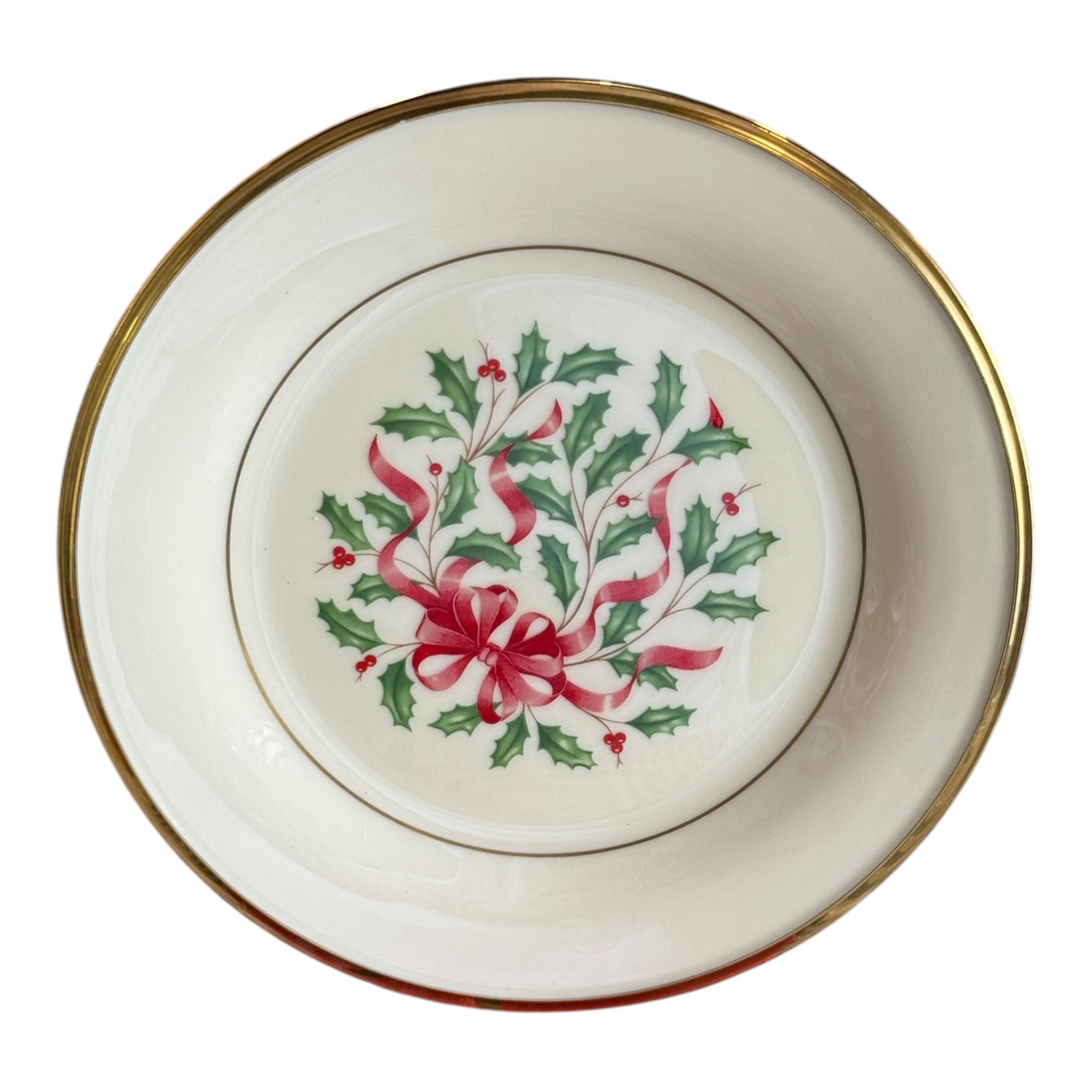 Lenox Dimension Collection 8" Holiday Gold Red Ribbon Salad Plate ...