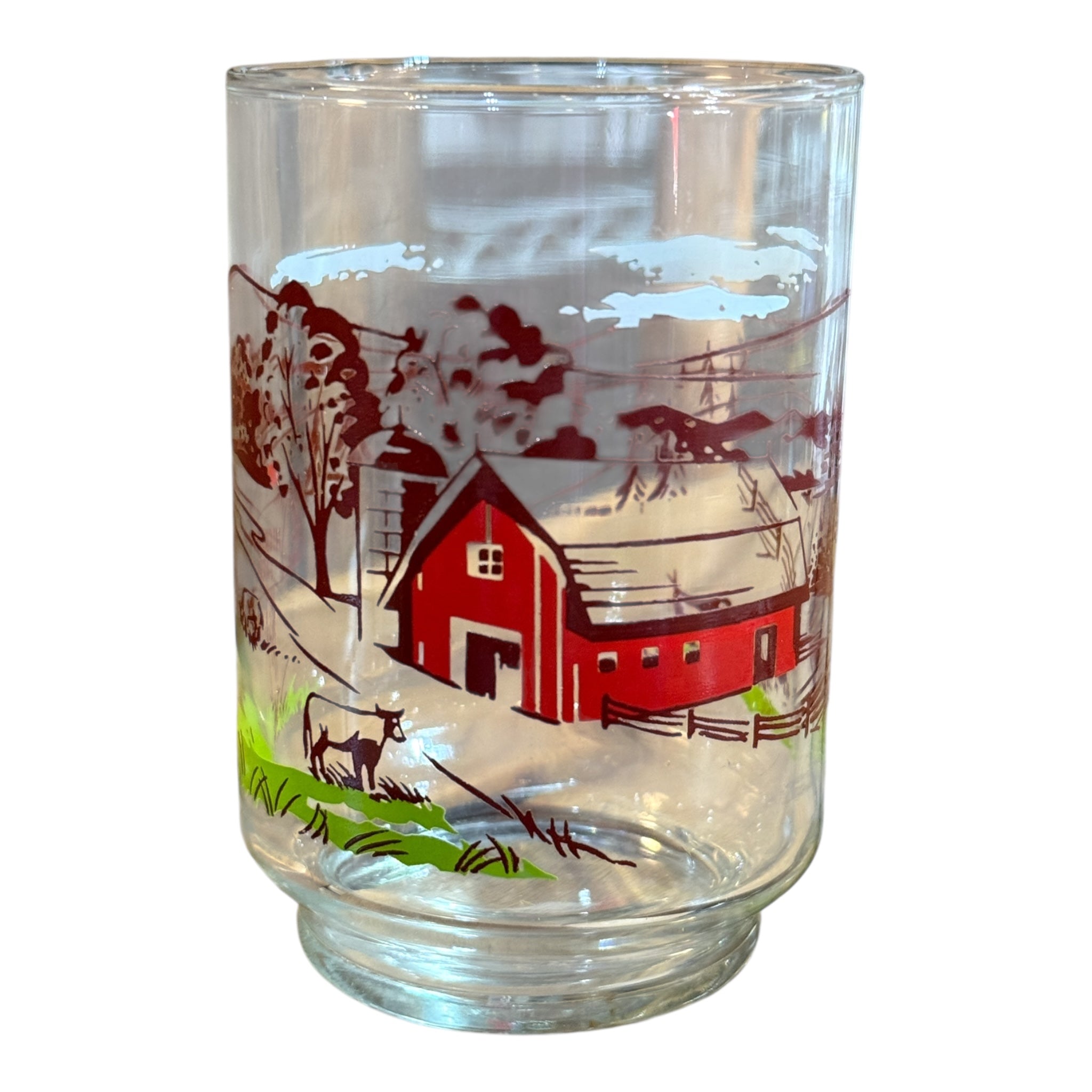 Vintage Hickory Farms Red Barn Scene Drinking Juice Glass 10oz. – Emma ...